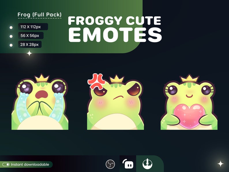 10x FROG Emotes (pack 1 & 2) for Twitch - Cute Little Froggy - Kawaii ...