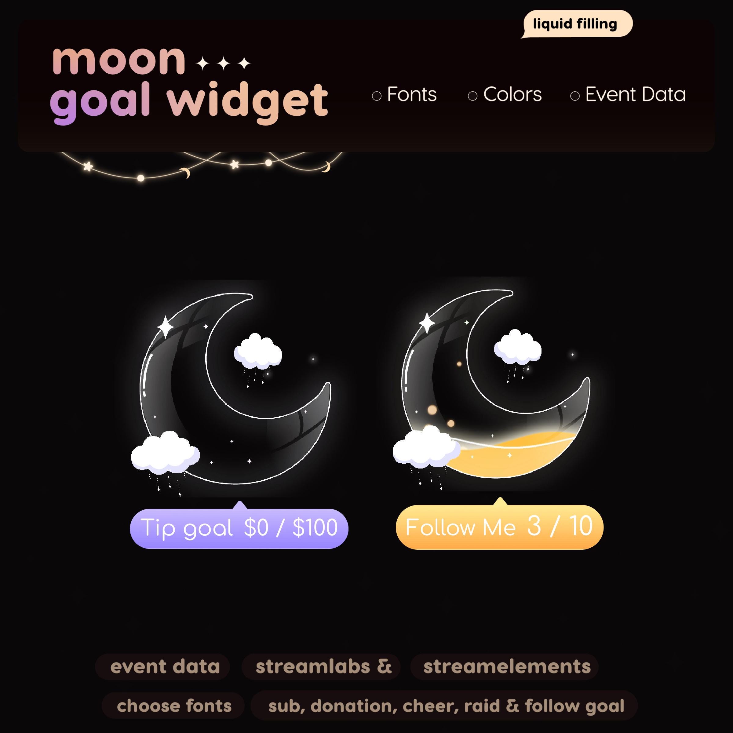 Moon Cloud Goal Widget | Twitch Streamlabs Streamelements Sub Follower ...