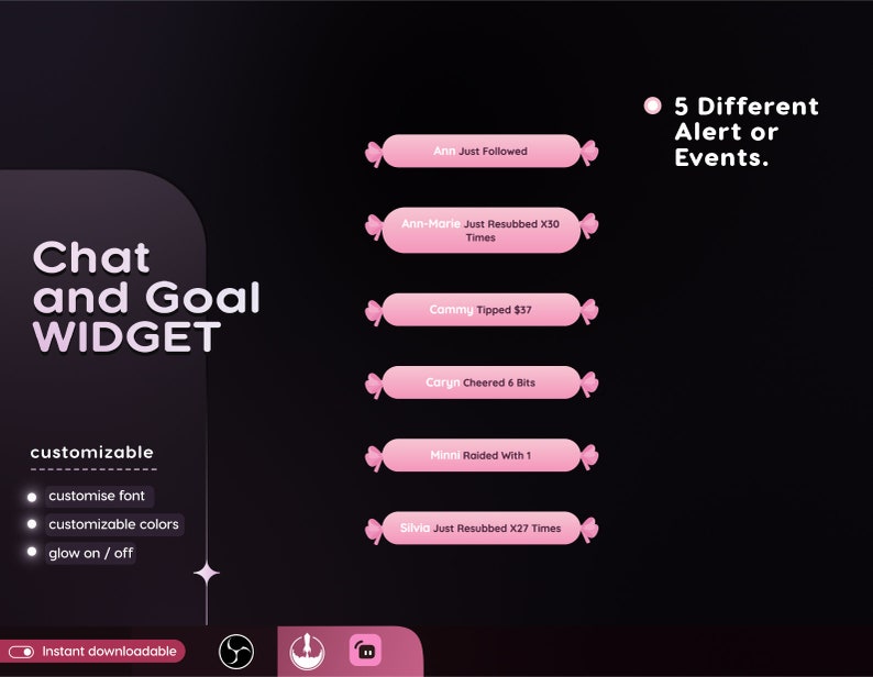 Cute Bunny Chat & Liquid Filling Goal Widget is Fully Customisable for ...