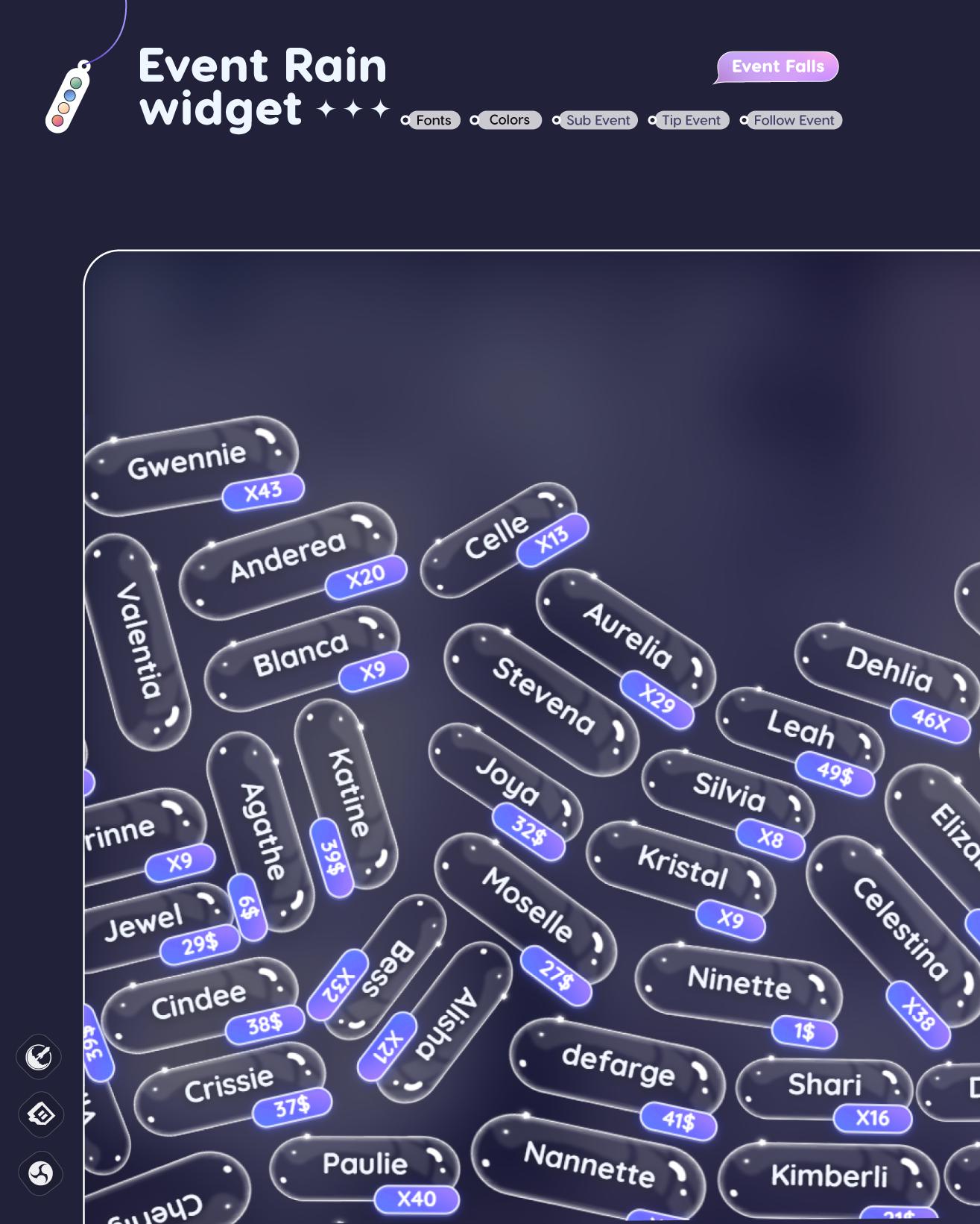 Animated Sub Event Rain Widget for Twitch Streamers (digital Download ...