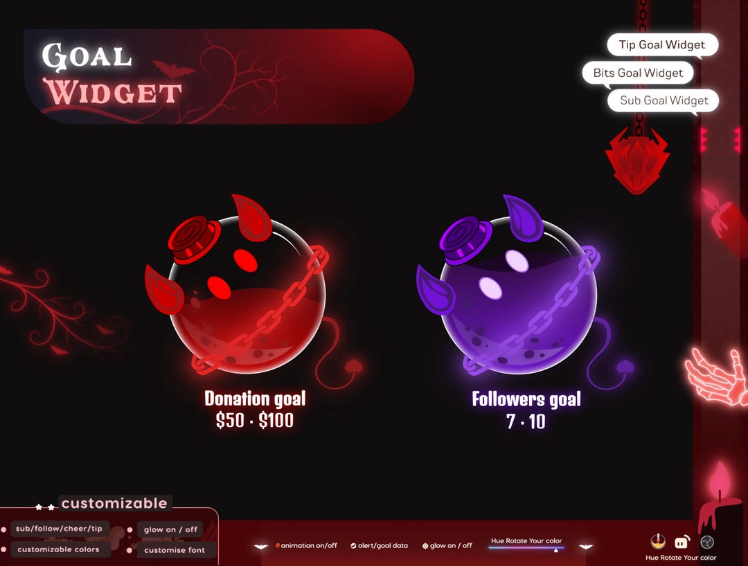 Gothic Bottle Liquid Filling Goal Widget is Fully Customisable for Twitch Streamlabs, Tiktok ...