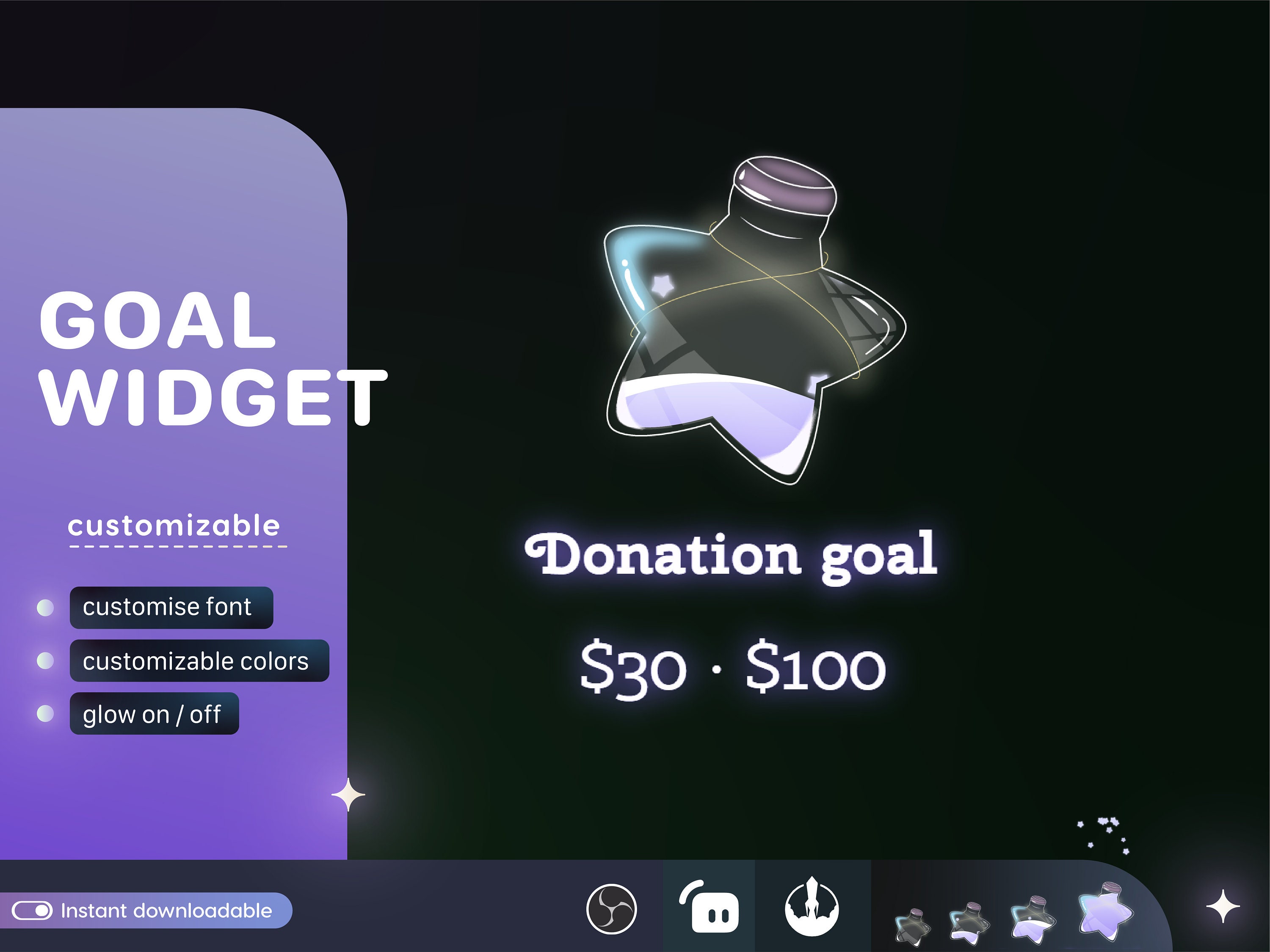 Cute Star Bottle Liquid Filling Goal Widget is Fully Customisable for ...