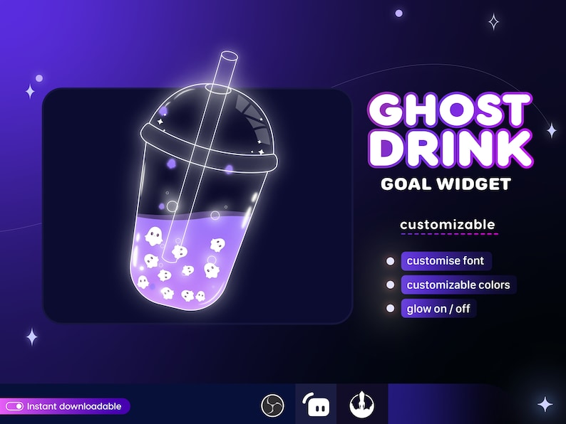 Boba Drink Stream Widget Cute Fruit Drink Goal Widget for Twitch Fully ...