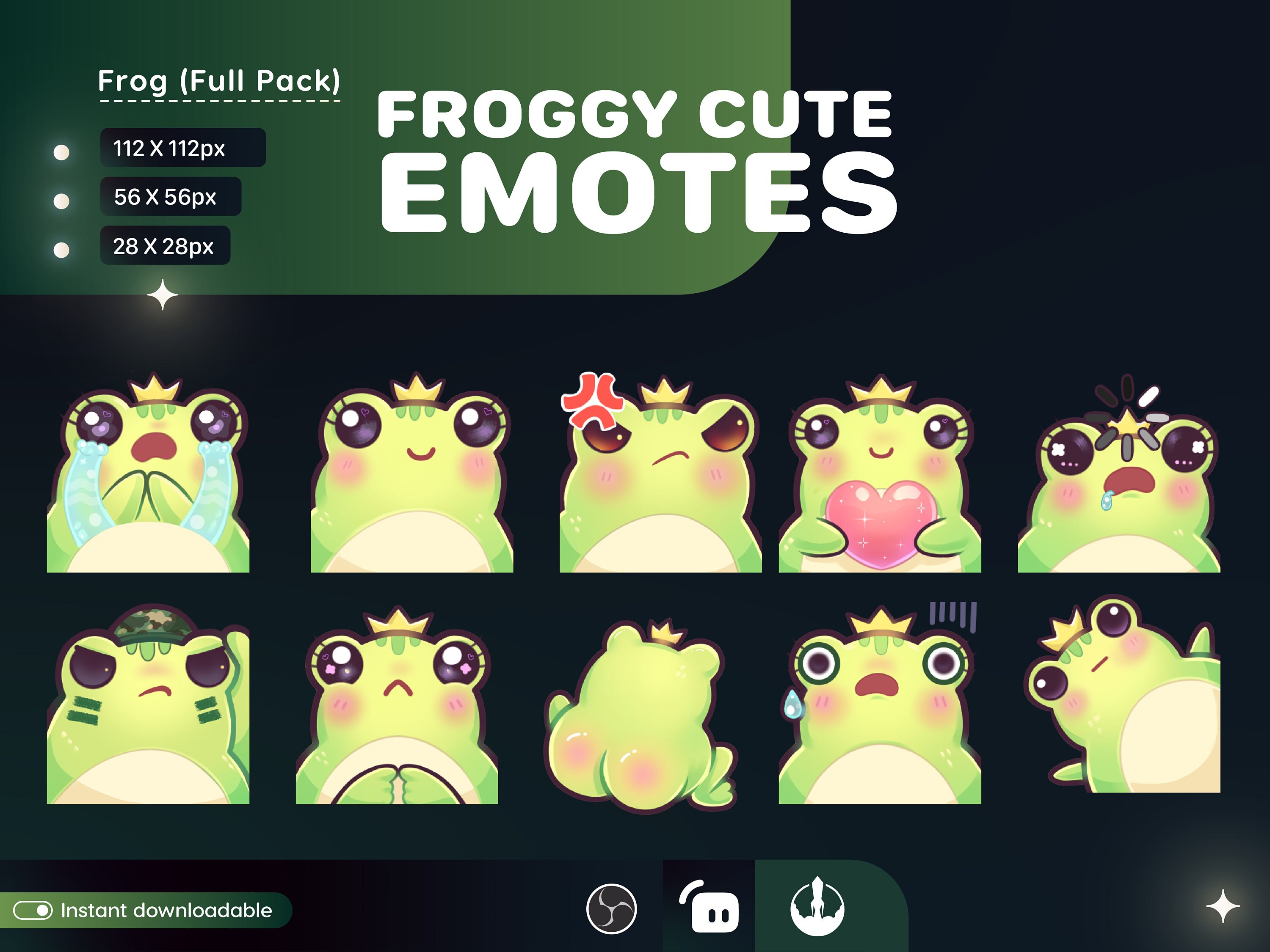 Frog Emotes for Twitch – Kawaii Froggy Pack (digital Download) - Etsy