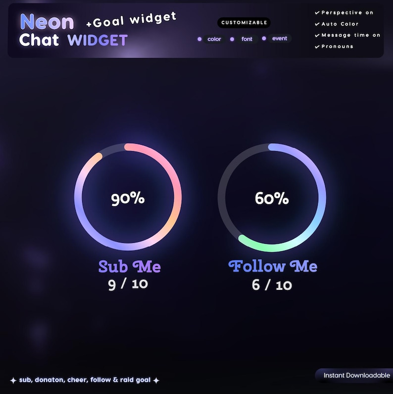 Saber Neon Chat Widget | Twitch Streamelements Animated Glow Chat Goal ...