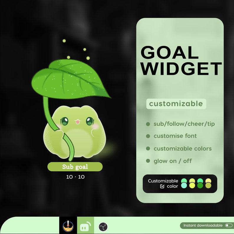 Cute Froggy Goal Widget Liquid Filling Widget is Fully Customisable for ...