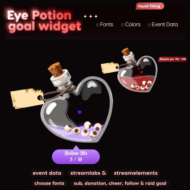 Eye Potion Goal Widget | Twitch Streamlabs Streamelements Halloween ...