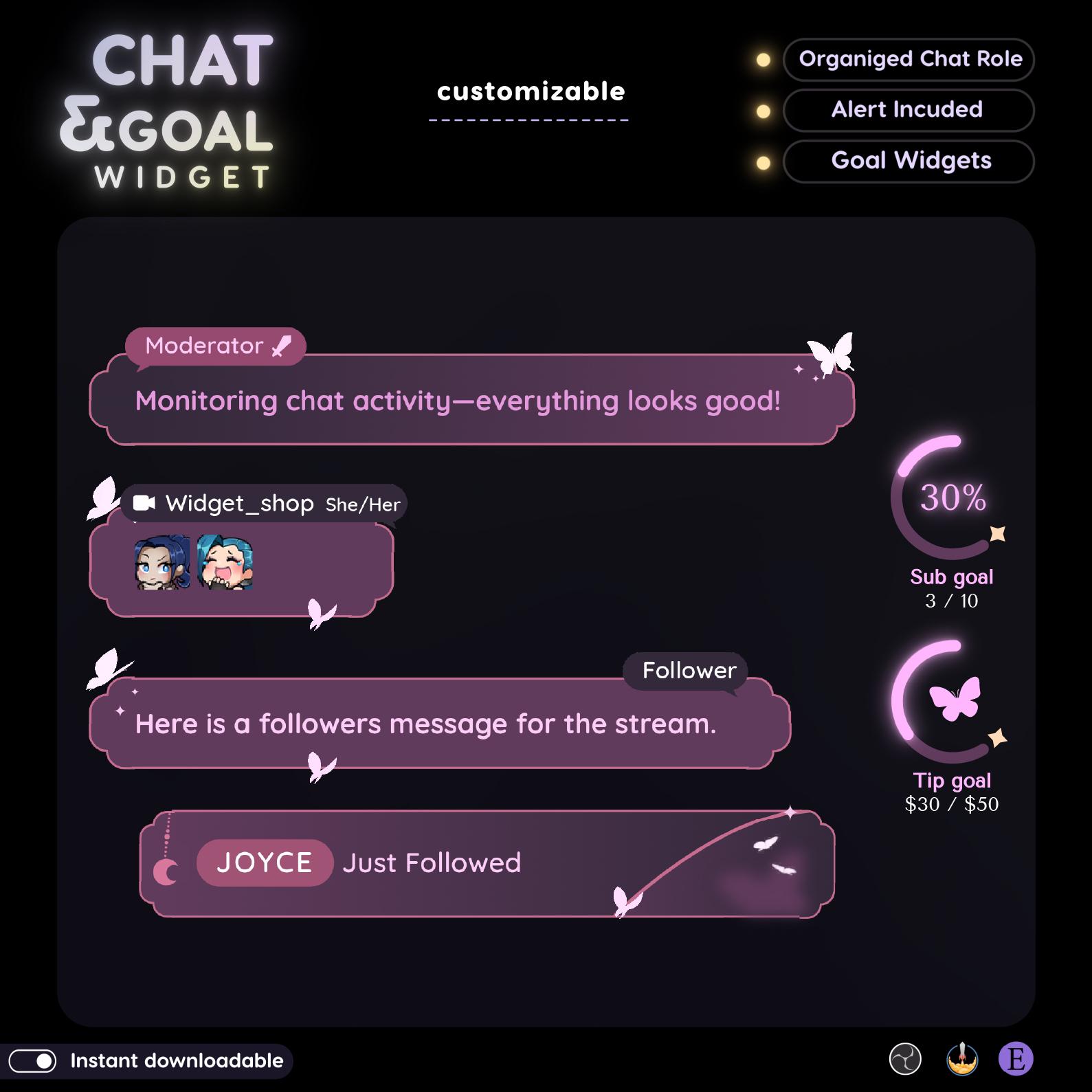 Butterfly Twitch Chat Widget - Nature Stream Overlay - Streamelements ...