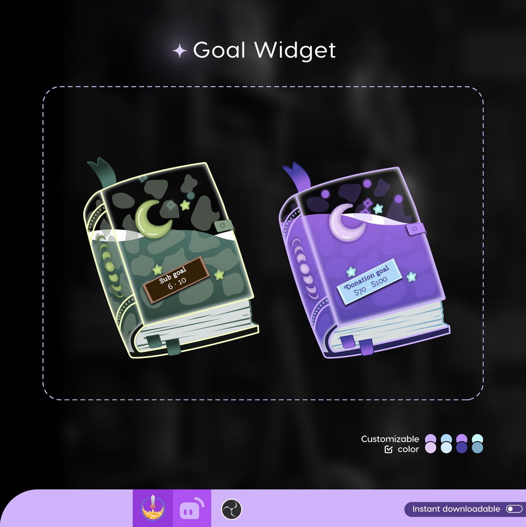 Goth Spell Book Goal Widget: Spooky Twitch Stream Overlay (digital ...