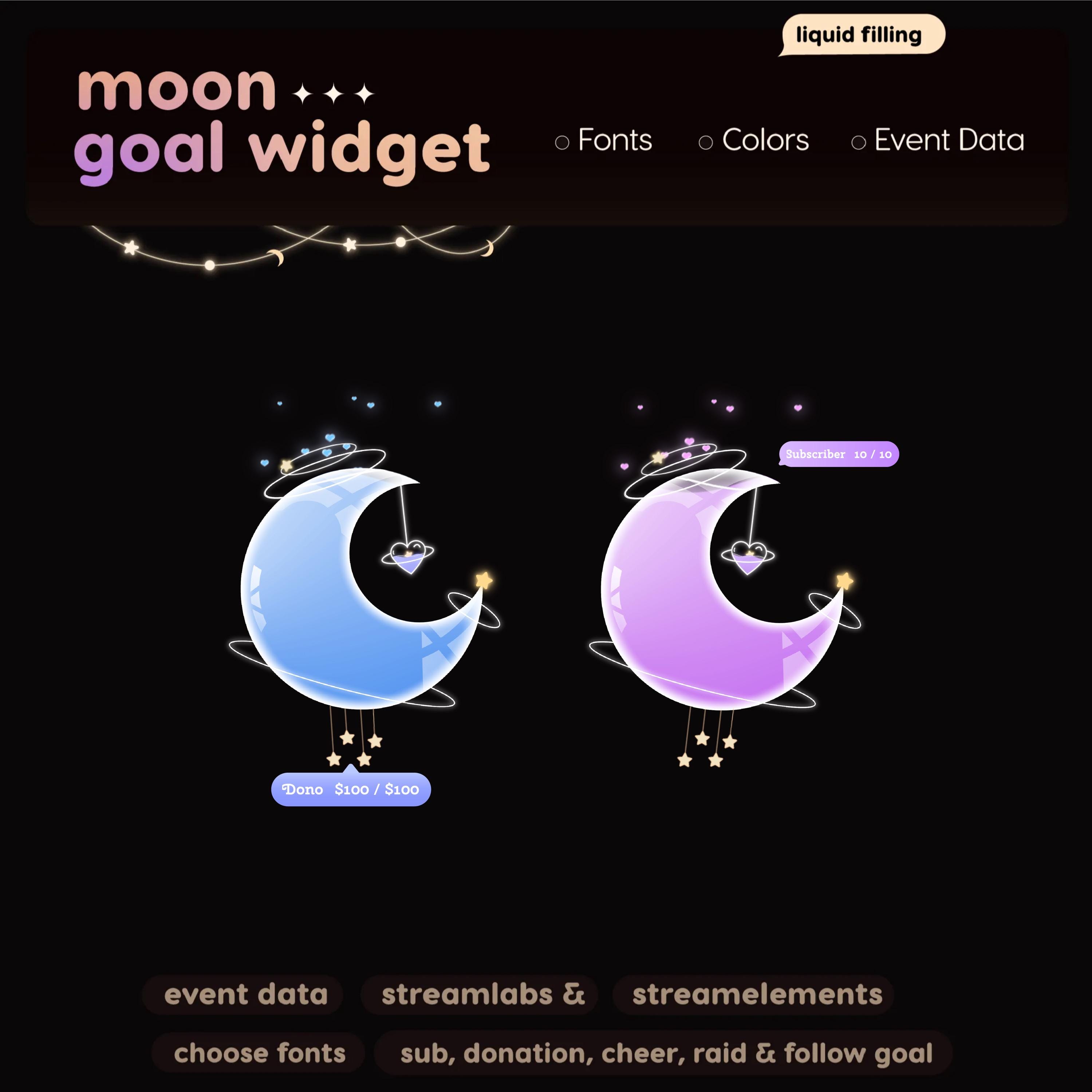 Space Moon Twitch Stream Goal Widget | Customizable Streamlabs ...