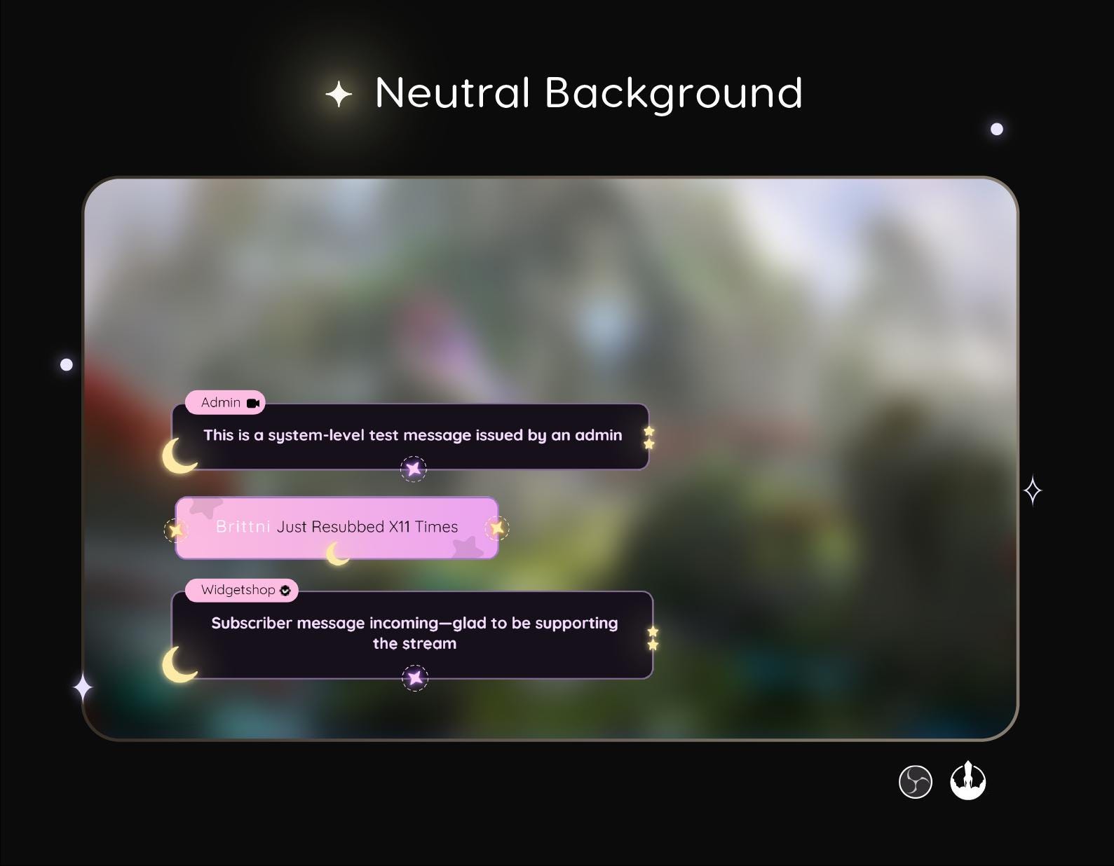 Glowing Moon Chat Stream Widget: Starry Night Theme - Streamelements - Etsy
