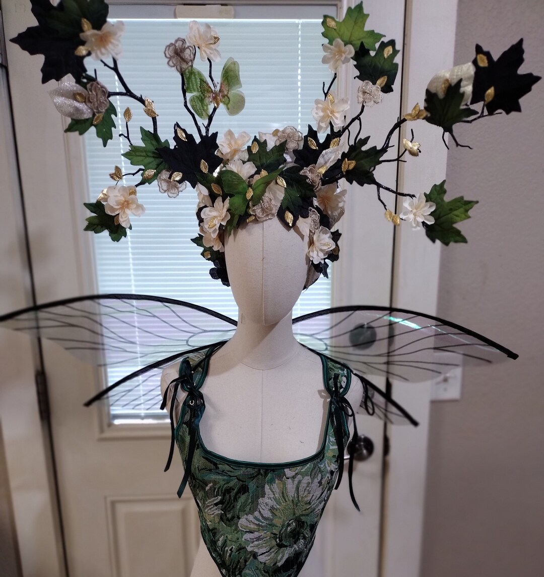 Winged Fairy Faire Winged Costume Corset Headpiece Headdress Women - Etsy