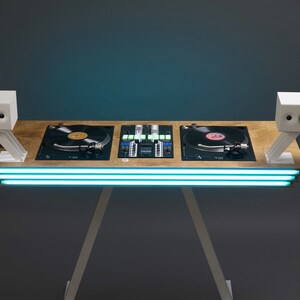 Custom LED Dj BOOTH Vinyl Studio Table Wood Studio Table With ...