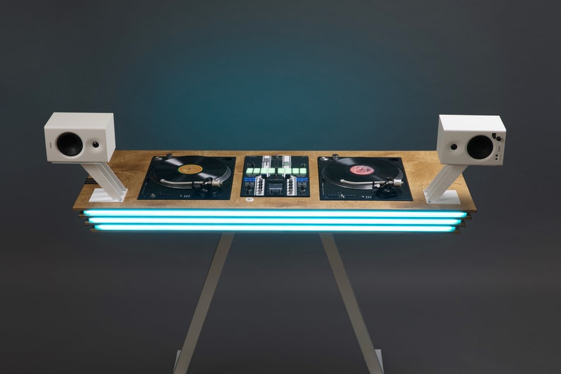 Custom LED Dj BOOTH Vinyl Studio Table Wood Studio Table With ...