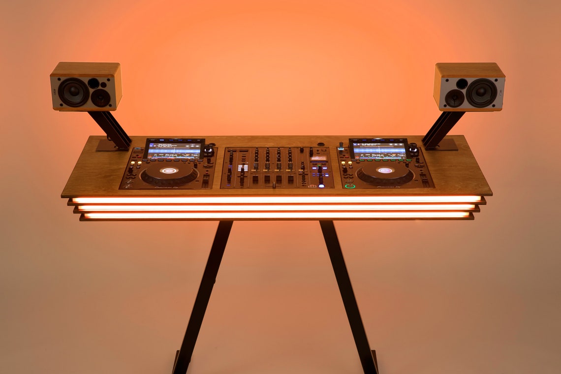 Custom LED Dj BOOTH Vinyl Studio Table Wood Studio Table With ...