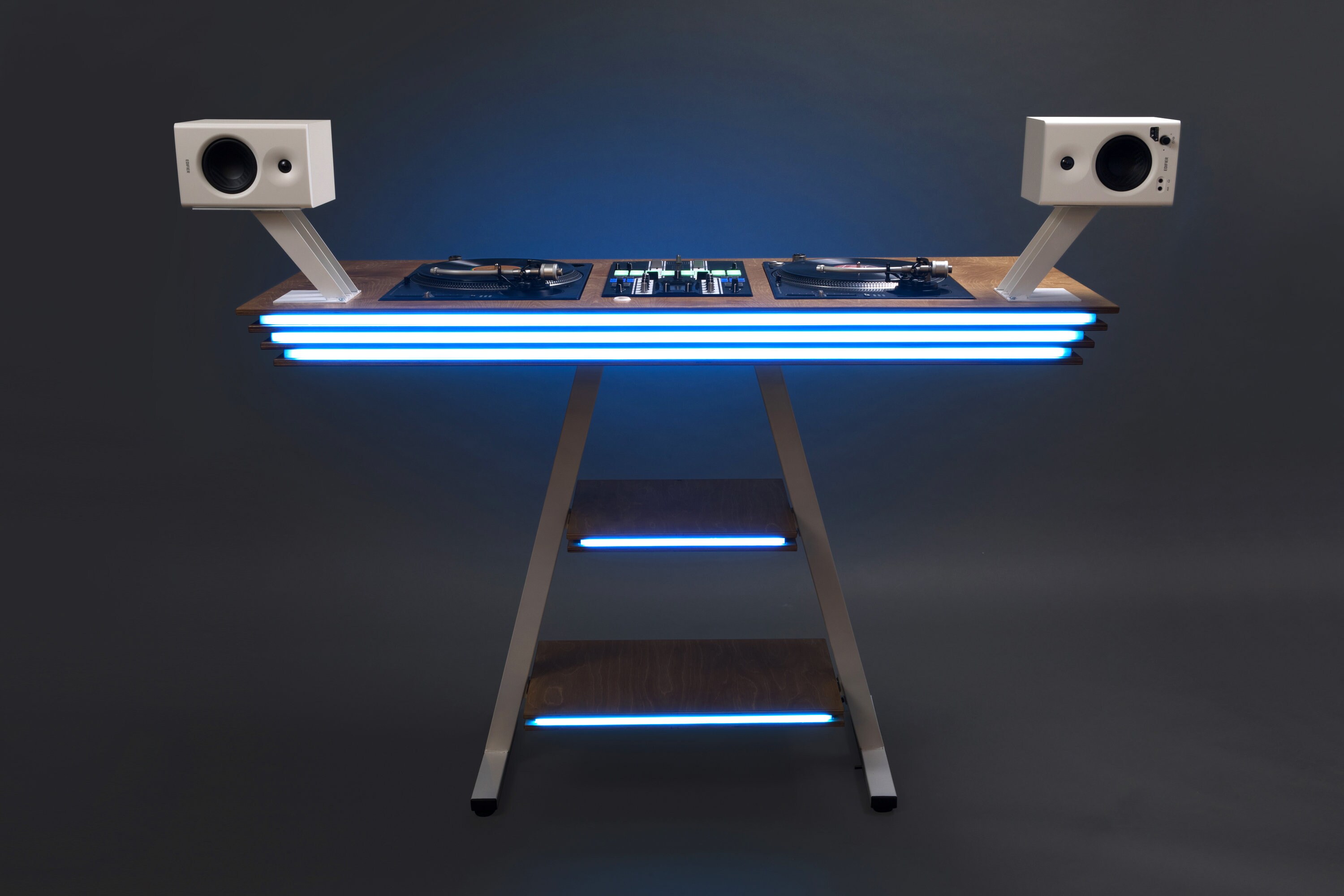 Custom LED Dj BOOTH Vinyl Studio Table Wood Studio Table With ...