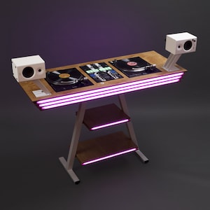 Custom LED Dj BOOTH Vinyl Studio Table Wood Studio Table With ...