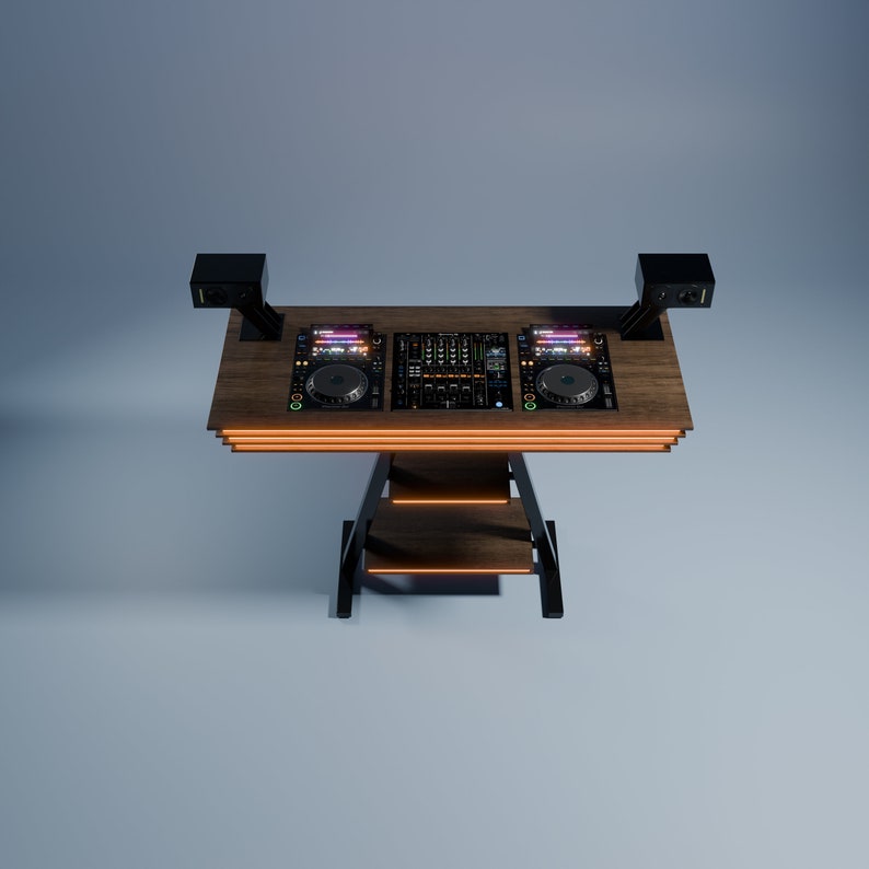 Custom LED Dj BOOTH Vinyl Studio Table Wood Studio Table With ...