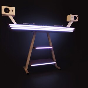 Custom LED Dj BOOTH Vinyl Studio Table Wood Studio Table With ...