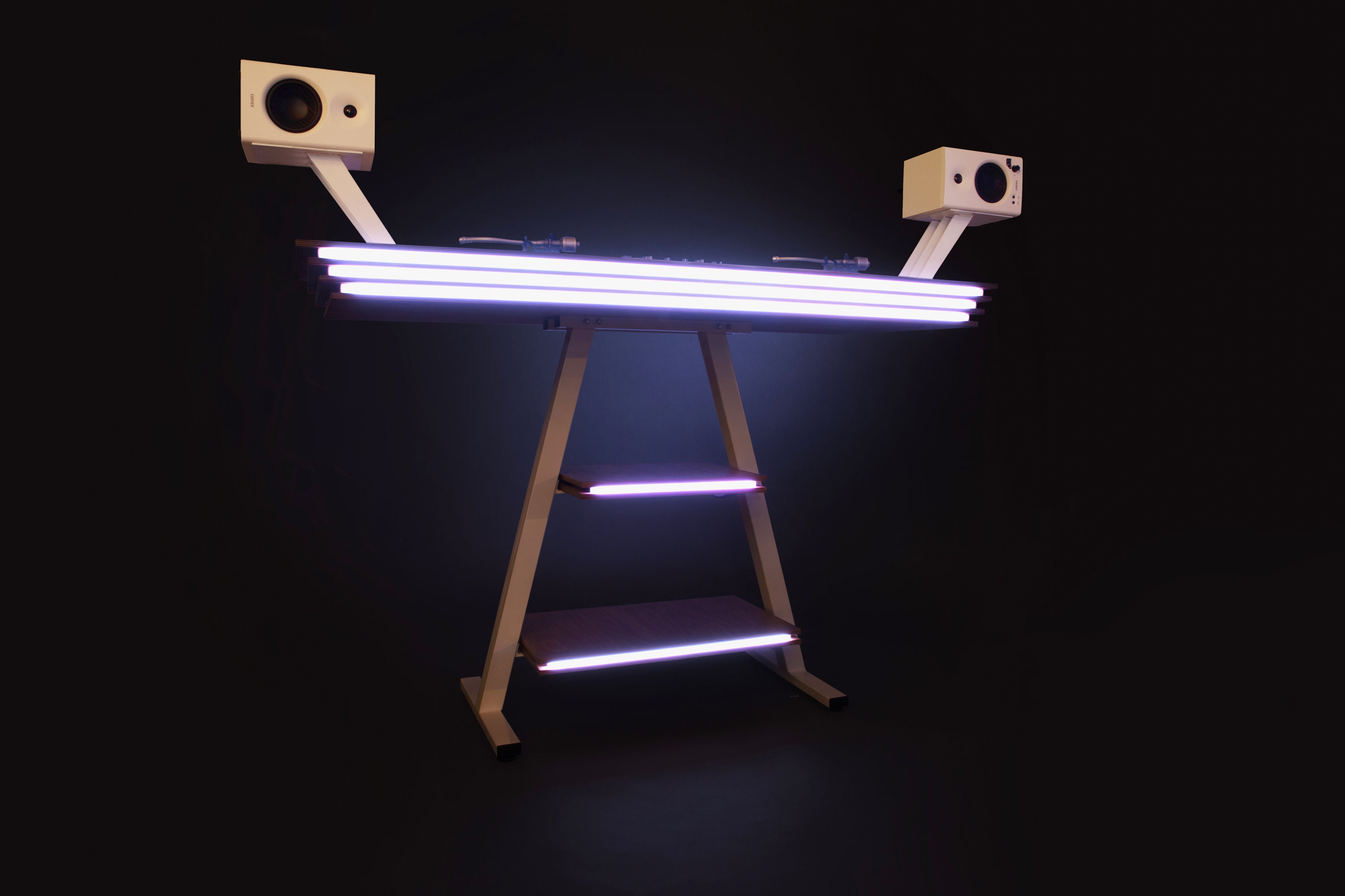 Custom LED Dj BOOTH Vinyl Studio Table Wood Studio Table With ...