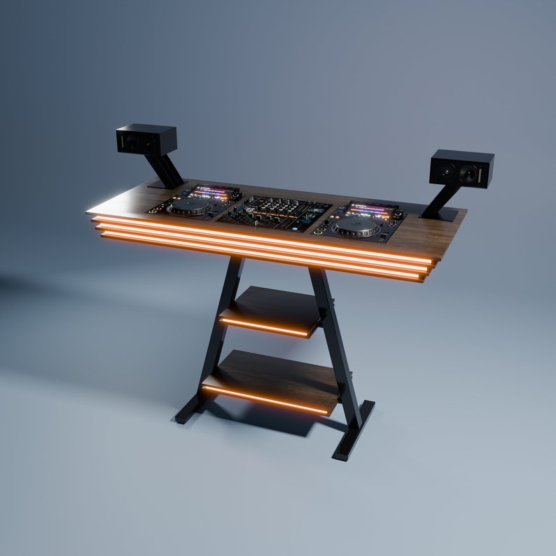 Custom LED Dj BOOTH Vinyl Studio Table Wood Studio Table With ...