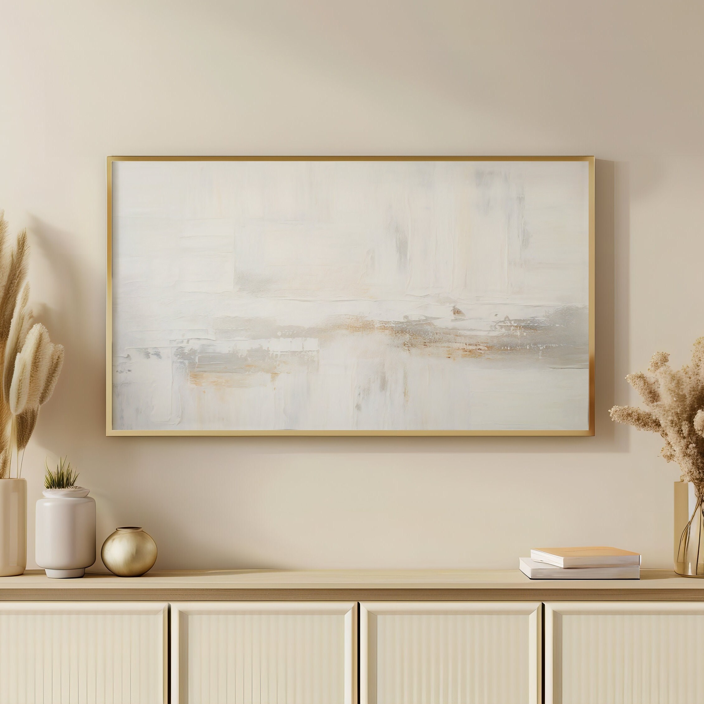 Abstract Frame TV Art Instant Download | White and Beige | Abstract ...