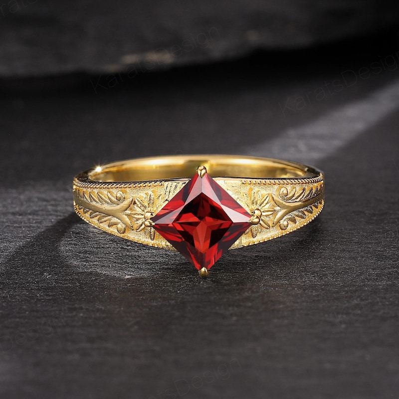 Ruby Dainty Wedding Band - Etsy