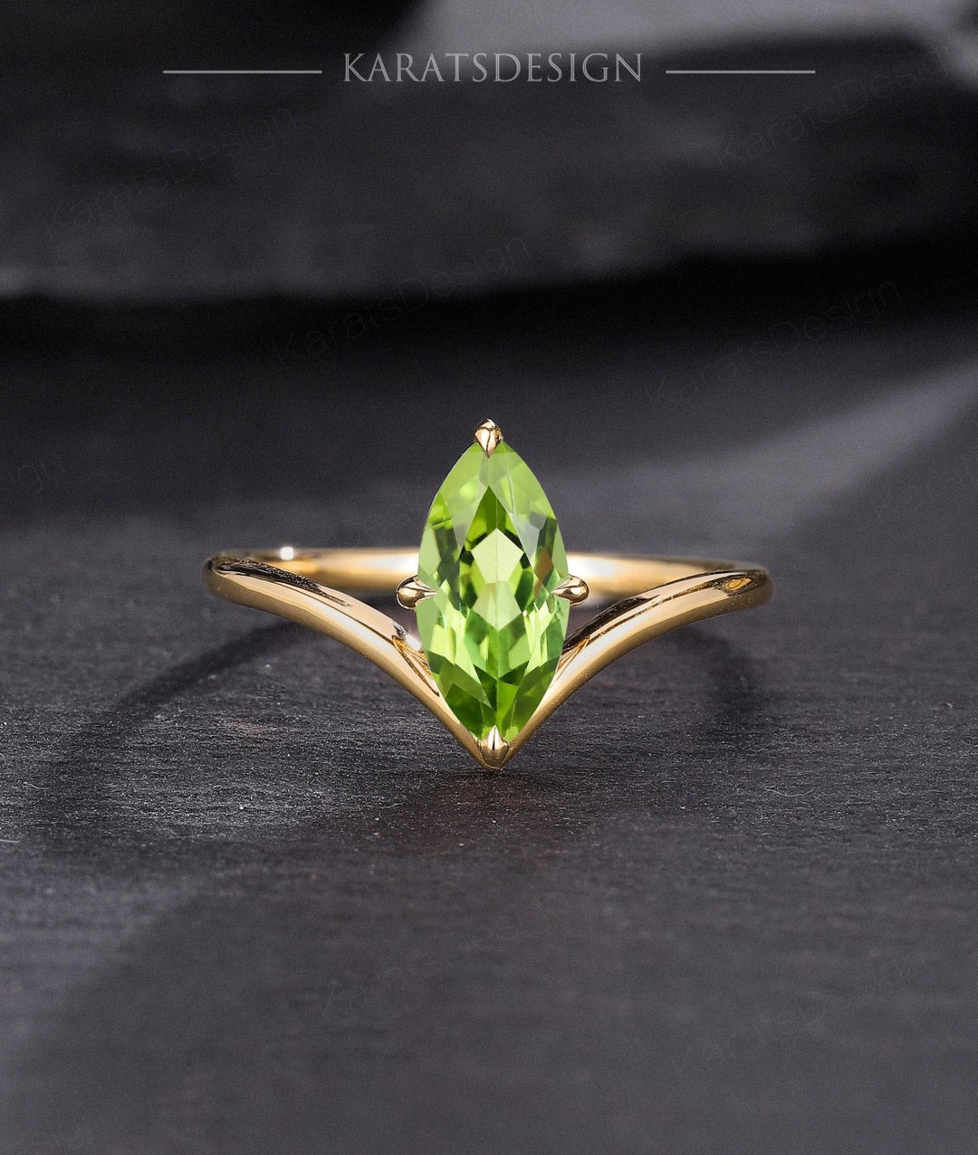 Minimalist Marquise Cut Peridot Promise Ring 14k Solid Gold Peridot ...