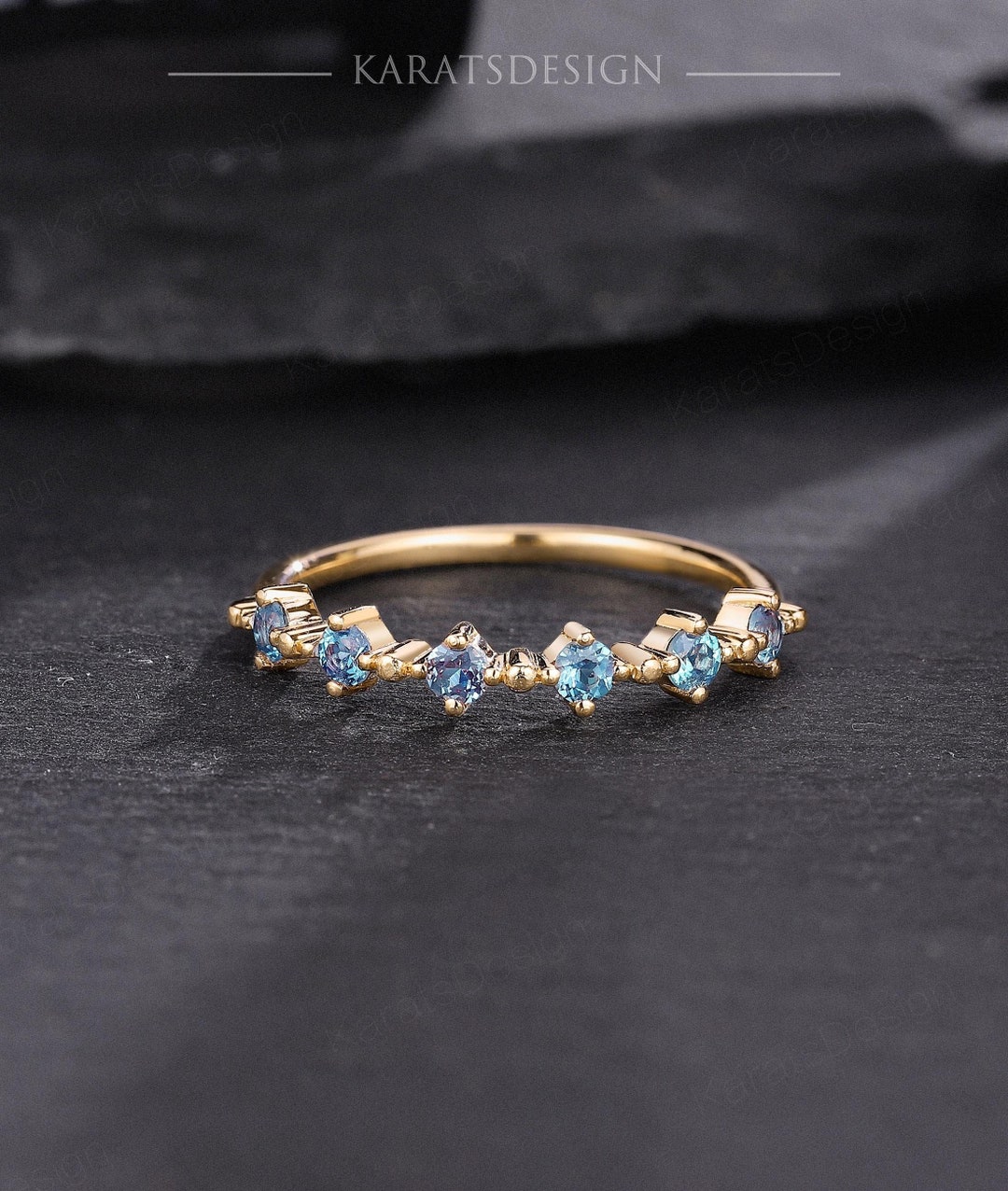 Floating Alexandrite Full Eternity Wedding Ring Dainty Color Changing ...
