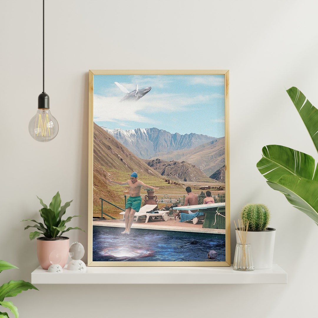 Space Diving, Printable Art, Cosmic Art, Retro Futuristic Art, Vintage ...