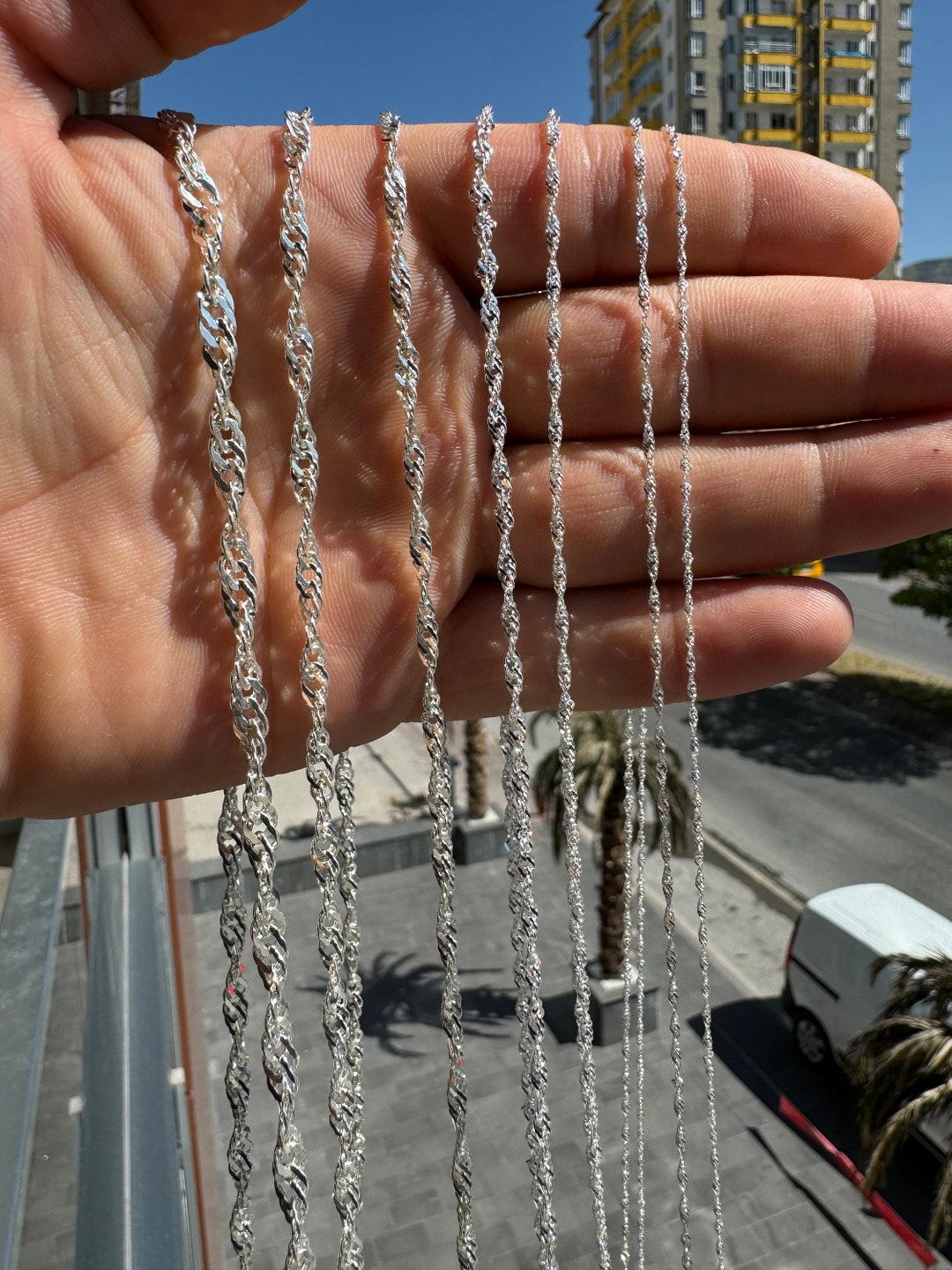 Silver Chain Necklace, 925 Sterling Chain, Chain for Pendant, Dainty ...