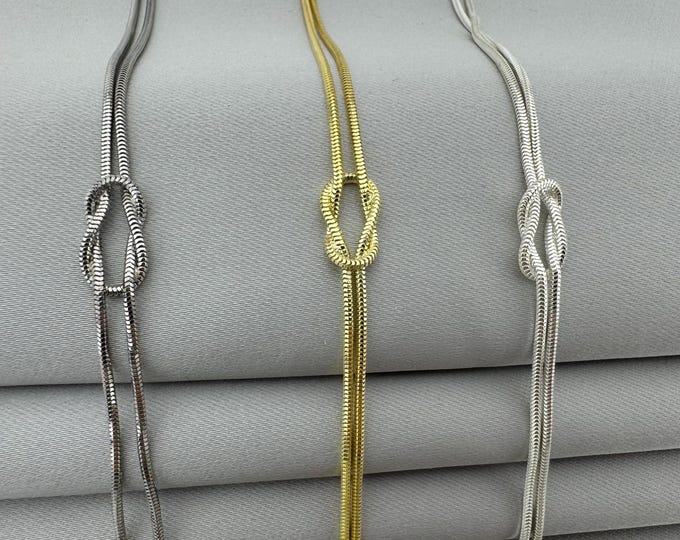 Custom Initial Love Knot Bracelet, Snake Chain Infinity Knot Bracelet ...