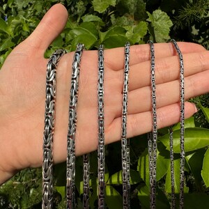 Silver Chain Necklace, 925 Sterling Silver Chain, Byzantine Round Chain ...