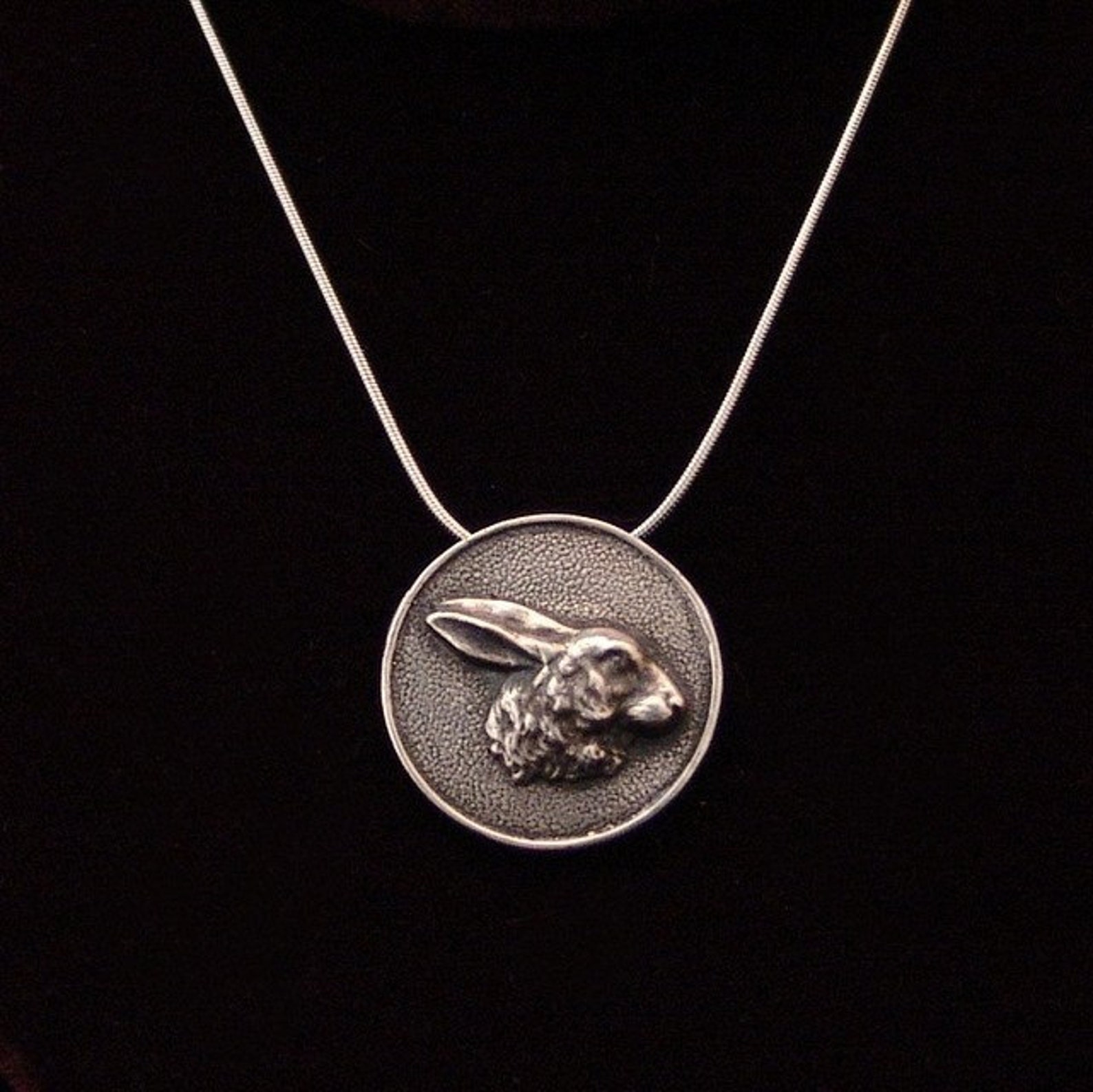 Sterling Silver Bunny Rabbit Pendant Made From Antique Vintage Button ...