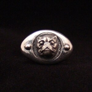 Sterling Silver Pug Boxer Bulldog Dog Ring Made From Antique Vintage ...