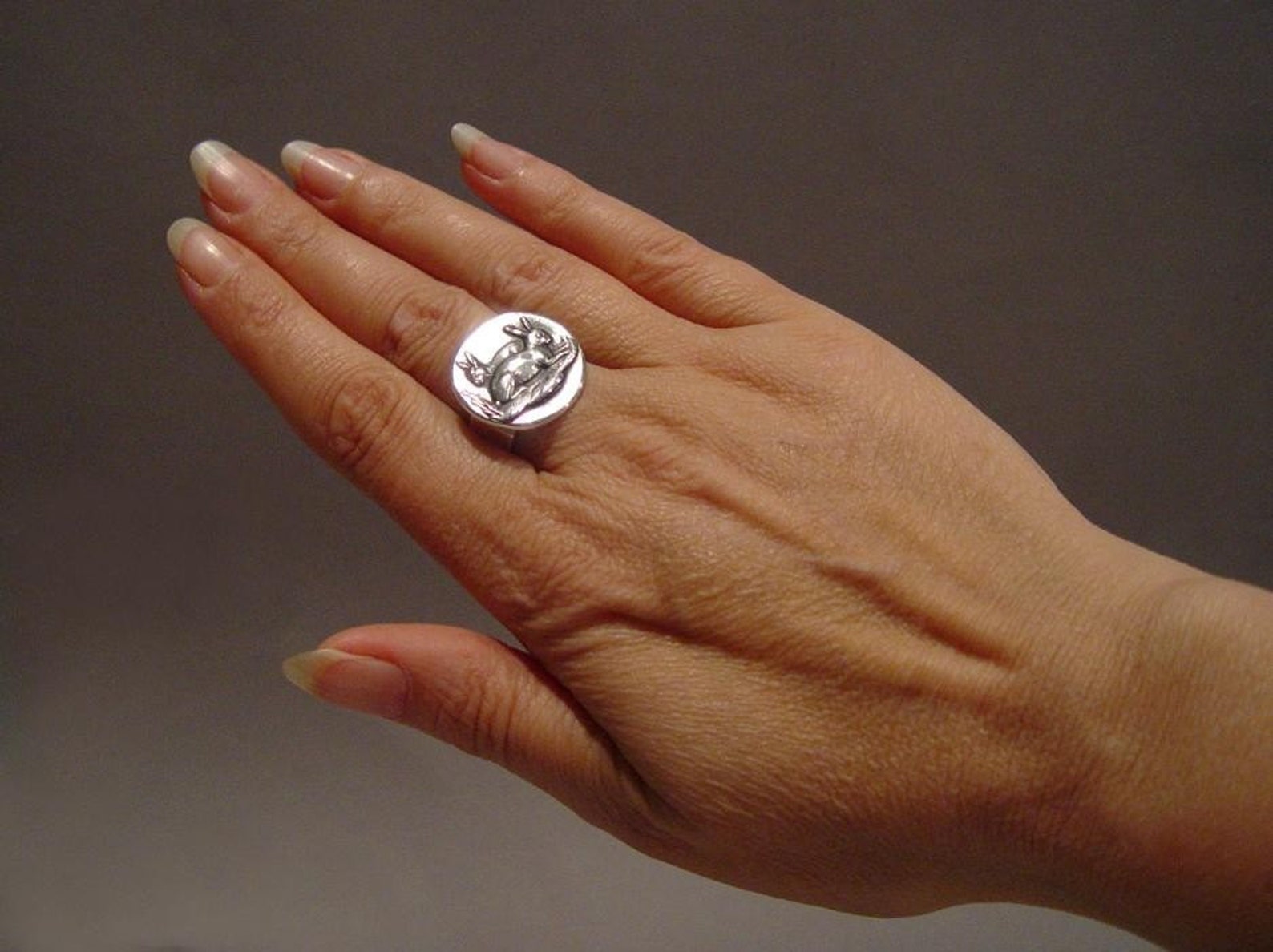 Sterling Silver Two Rabbits Ring Made From Antique Vintage Button - Etsy