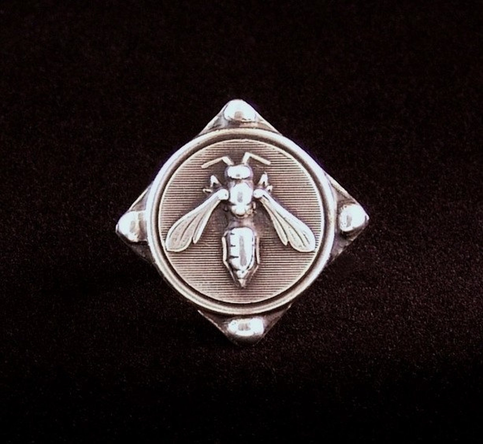Sterling Silver Wasp Ring Made From Antique Vintage Button - Etsy