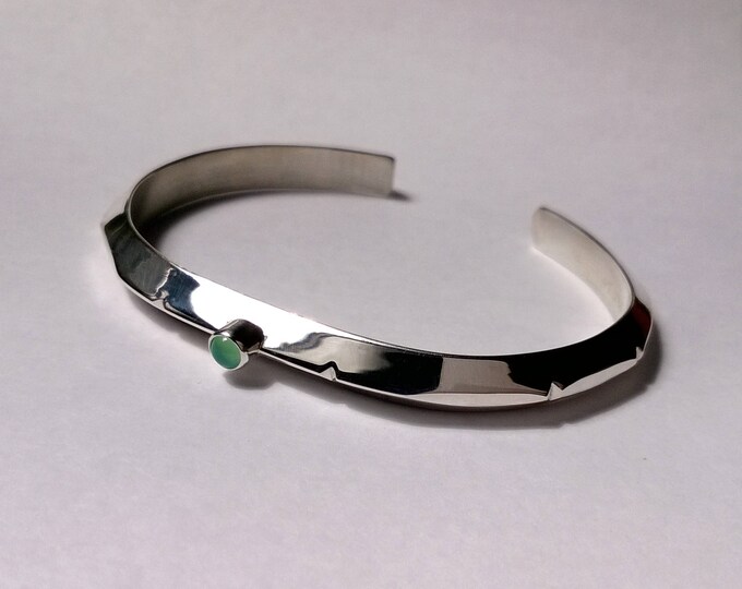 Sterling Triangle Wire Cuff With Chrysoprase Accent Stone - Etsy