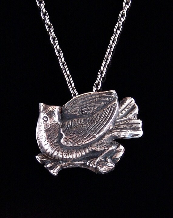 Sterling Silver Song Bird pendant made from antique vintage | Etsy