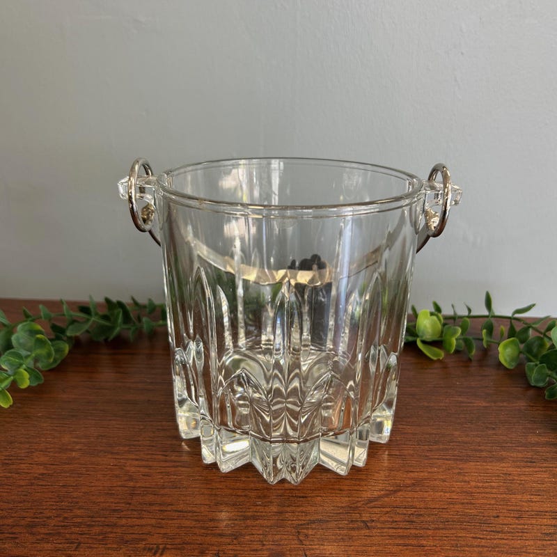 Glass Ice Bucket Silver Rim - Etsy