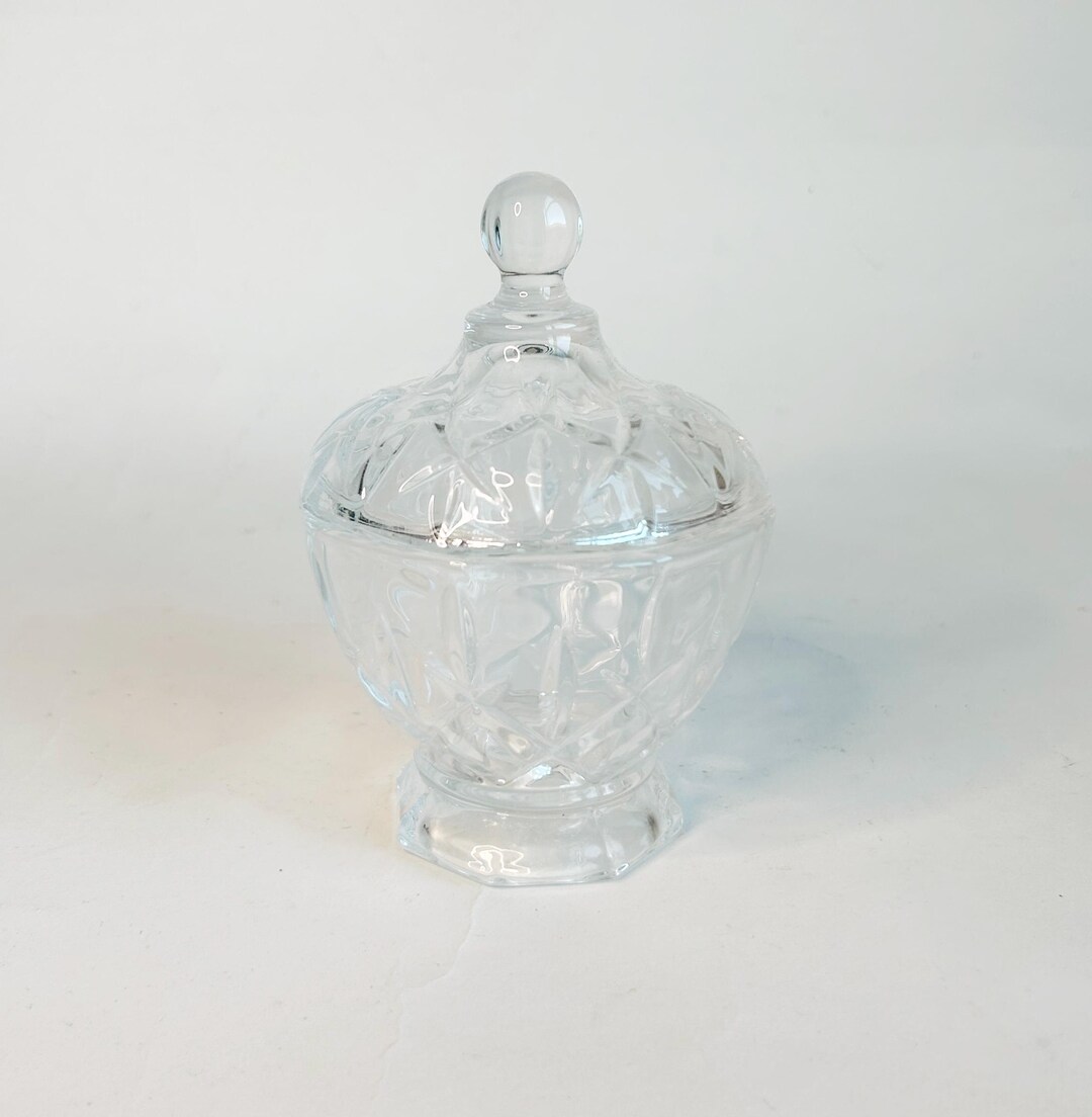 Vintage Crystal Candy Dish Candle Vessel Trinket Bowl With Lidded Jar ...