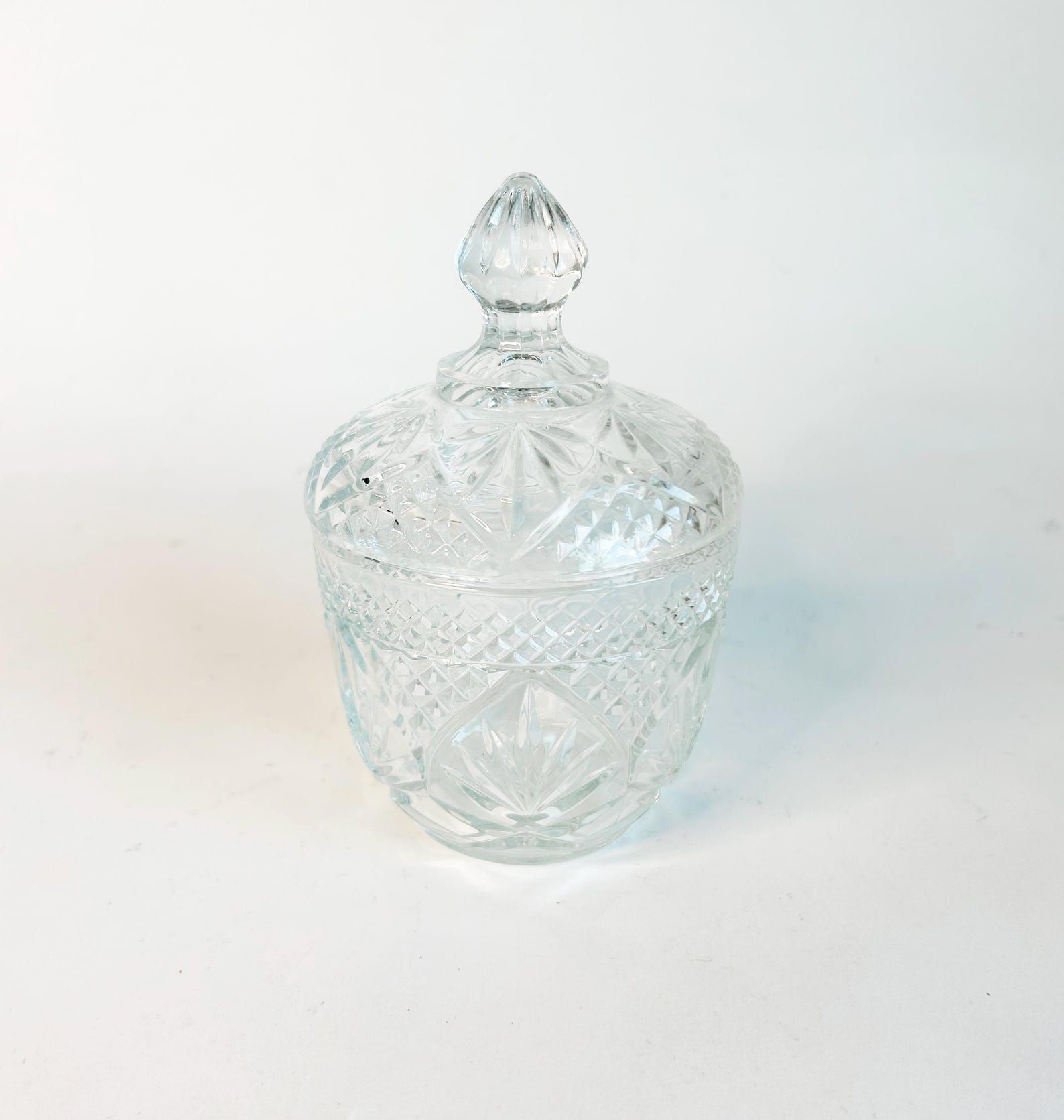 Vintage Anchor Hocking Crystal Candy Dish Candle Vessel Trinket Bowl ...