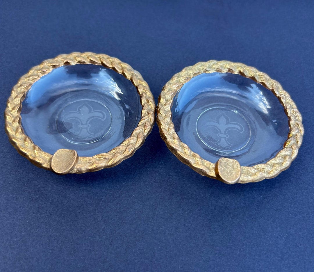 Vintage Pair of Gold Rimmed Princess House Ashtrays Fleur De Lis ...