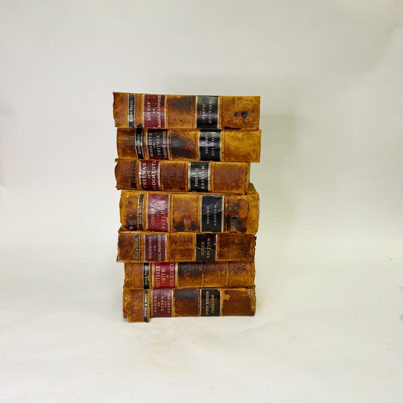 Antique Leather Bound Edwin Pettit Law Books- Choice of Works Dating ...
