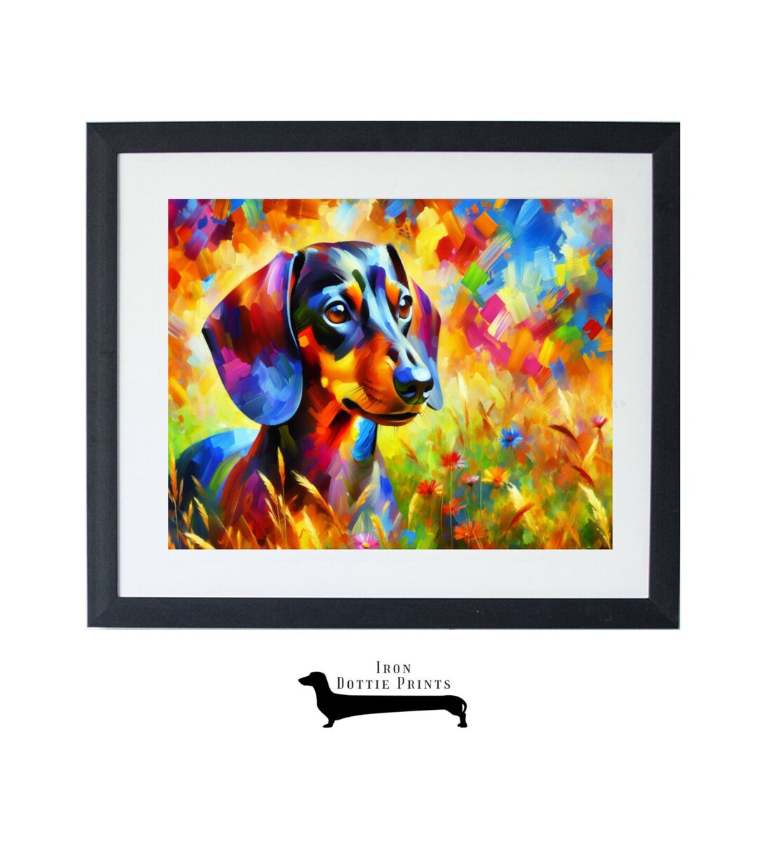 Colorful Dachshund Floral Printable Wall Art, Dachshund Digital ...