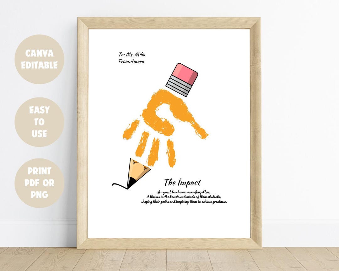 Teacher Appreciation Handprint Gift, the Influence of a Good Teacher ...