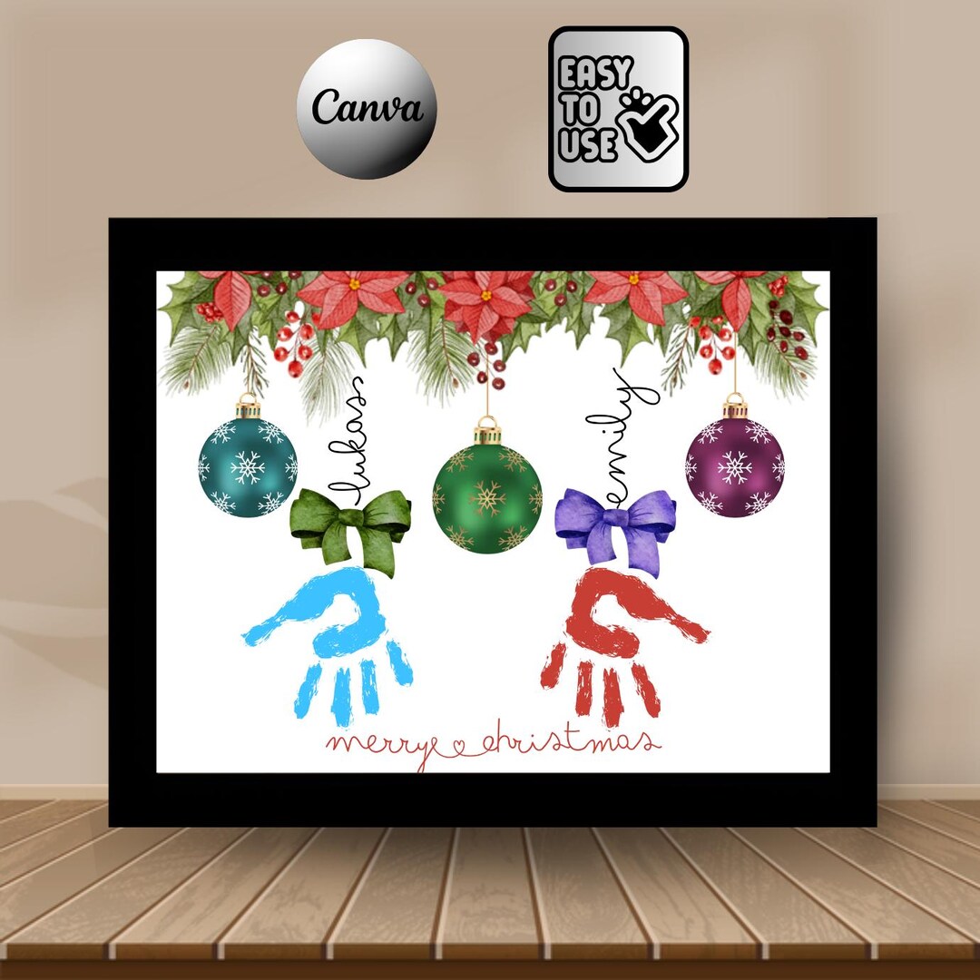 Personalized Christmas Handprint Art, Personalized Christmas Gift From ...