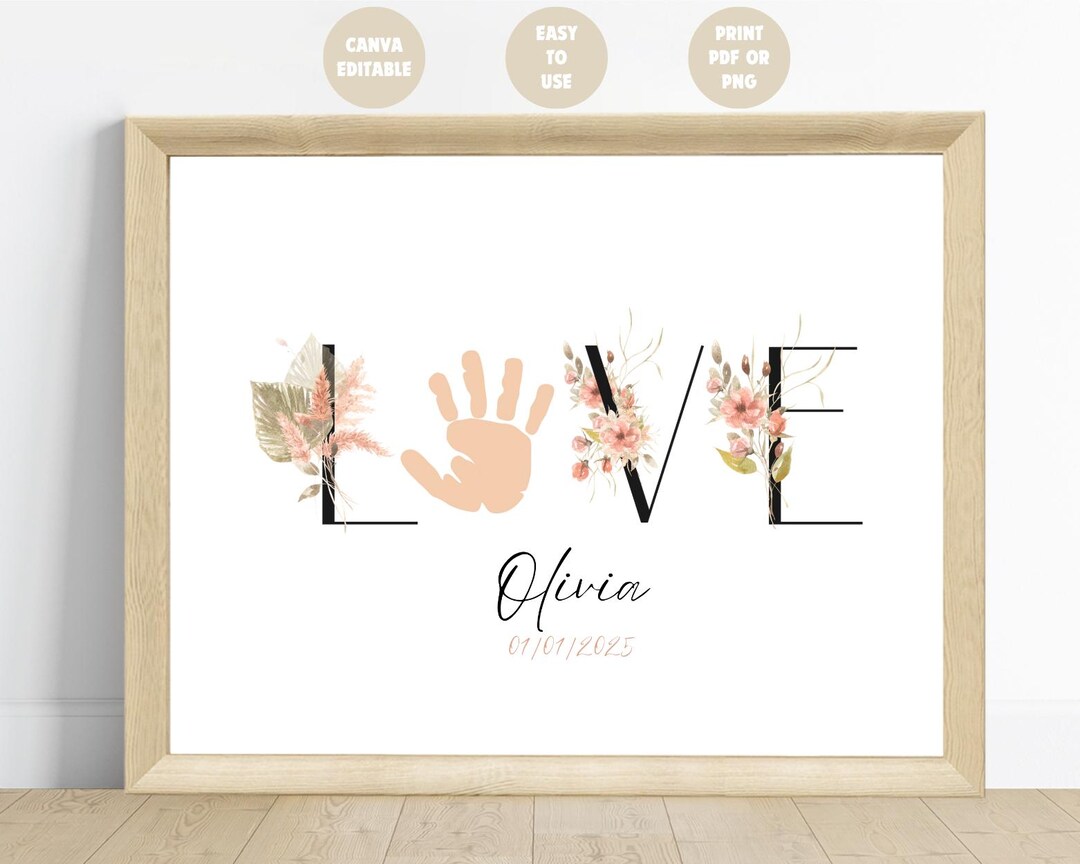 Printable LOVE Handprint Keepsake ,birthday Gift From Baby , First ...