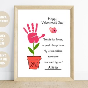 Valentine Handprint Craft for Kids, Flower Poem, Instant Download, Fun ...