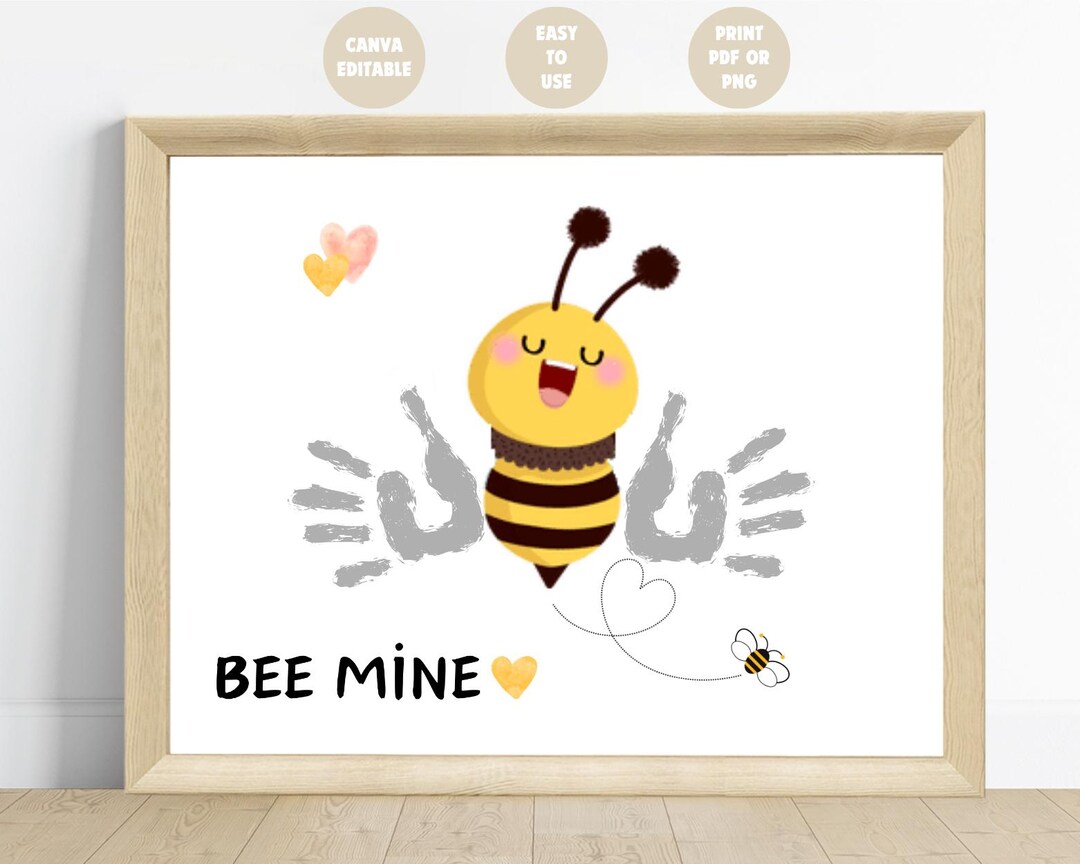 Bee Mine Valentine Handprint, Handprint Art, Handprint Footprint Craft ...